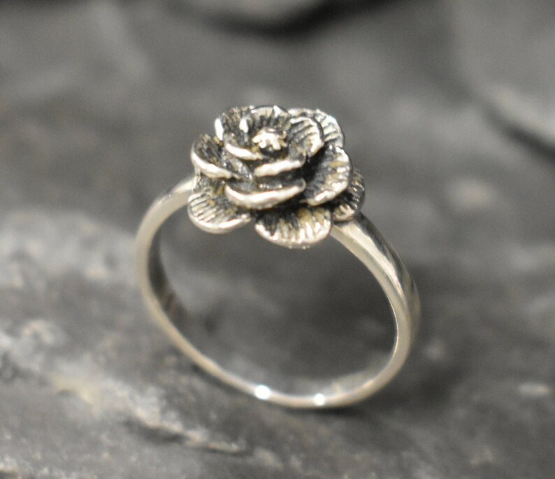 Silver Flower Ring Flower Ring Small Flower Ring Rose Ring - Etsy UK
