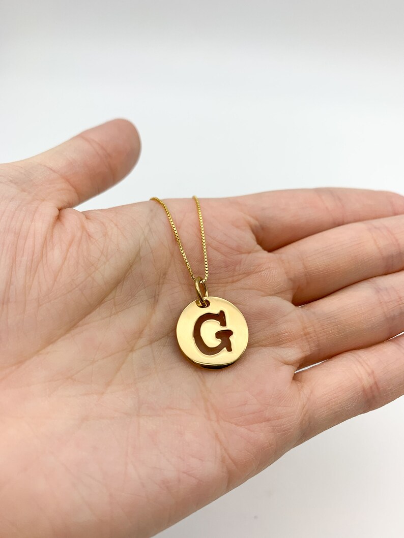 Letter G Gold Pendant, Initial G Necklace, Round Alphabet Necklace ...