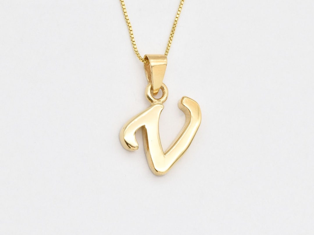 Gold Letter V Pendant Capital V Pendant Initial V Necklace - Etsy