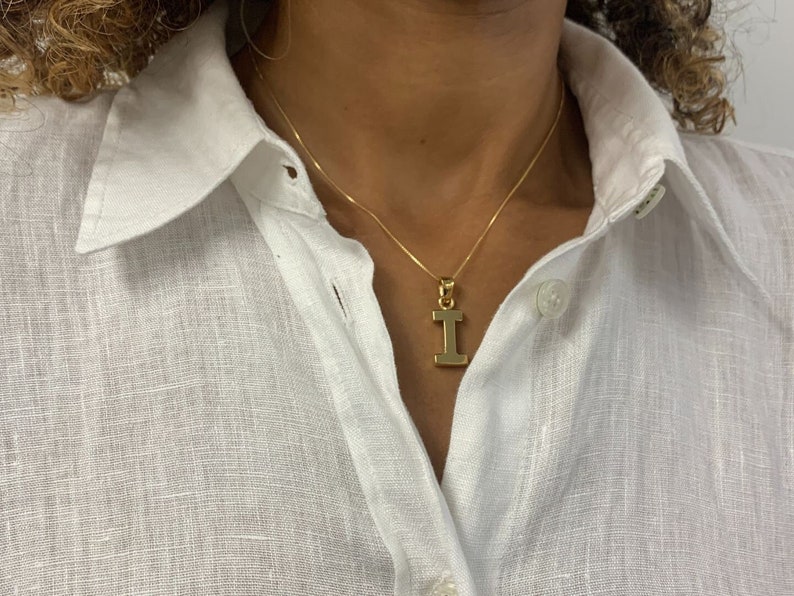 Letter I Gold Pendant, Letter Charm, Initial I Necklace, Alphabet ...