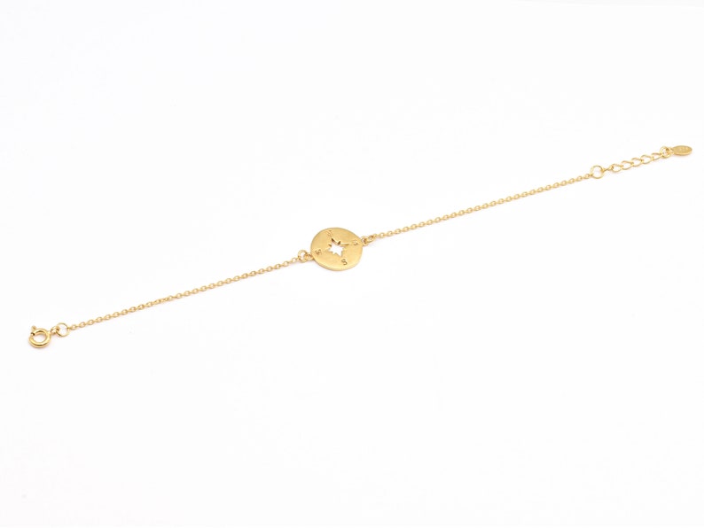 Gold Compass Bracelet, Cardinal Points Bracelet, Star Disc Wristlet ...