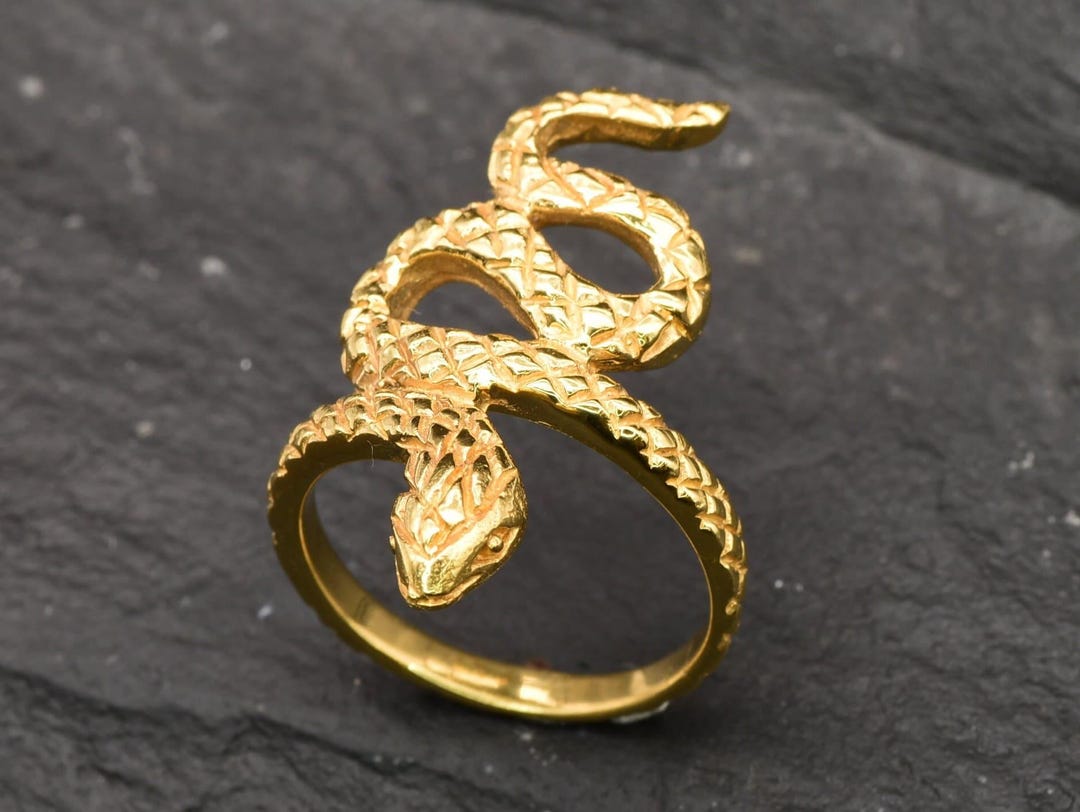 Gold Snake Ring, Gold Statement Ring, Gold Serpent Ring, Snake Ring ...