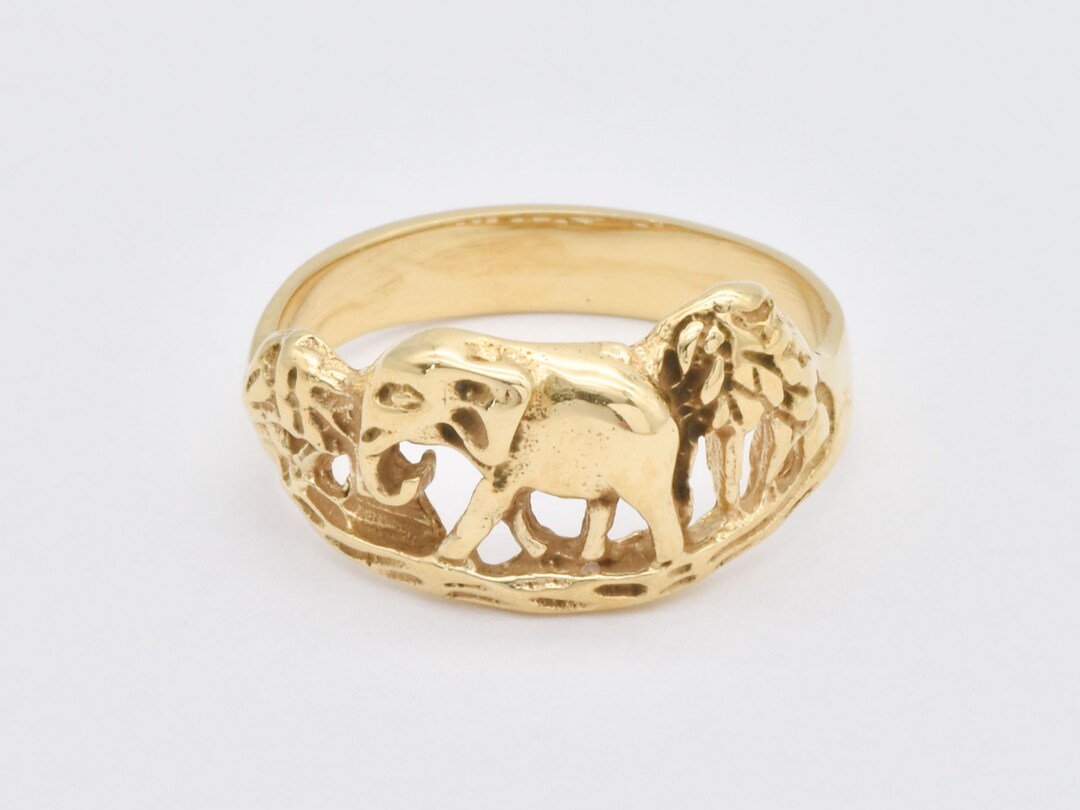 Gold Elephant Ring, Lucky Elephant Ring, Gold Elephant Band, Elephant ...