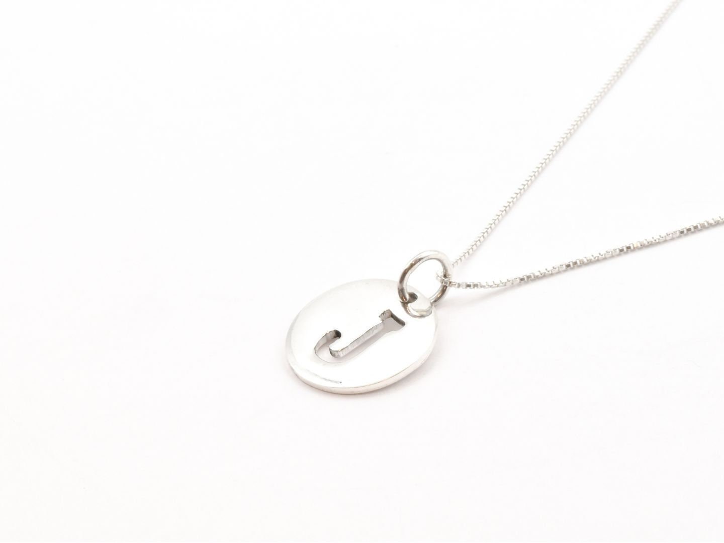 Letter J Disc Pendant, Silver Letter Necklace, Initial J Pendant, Disc ...