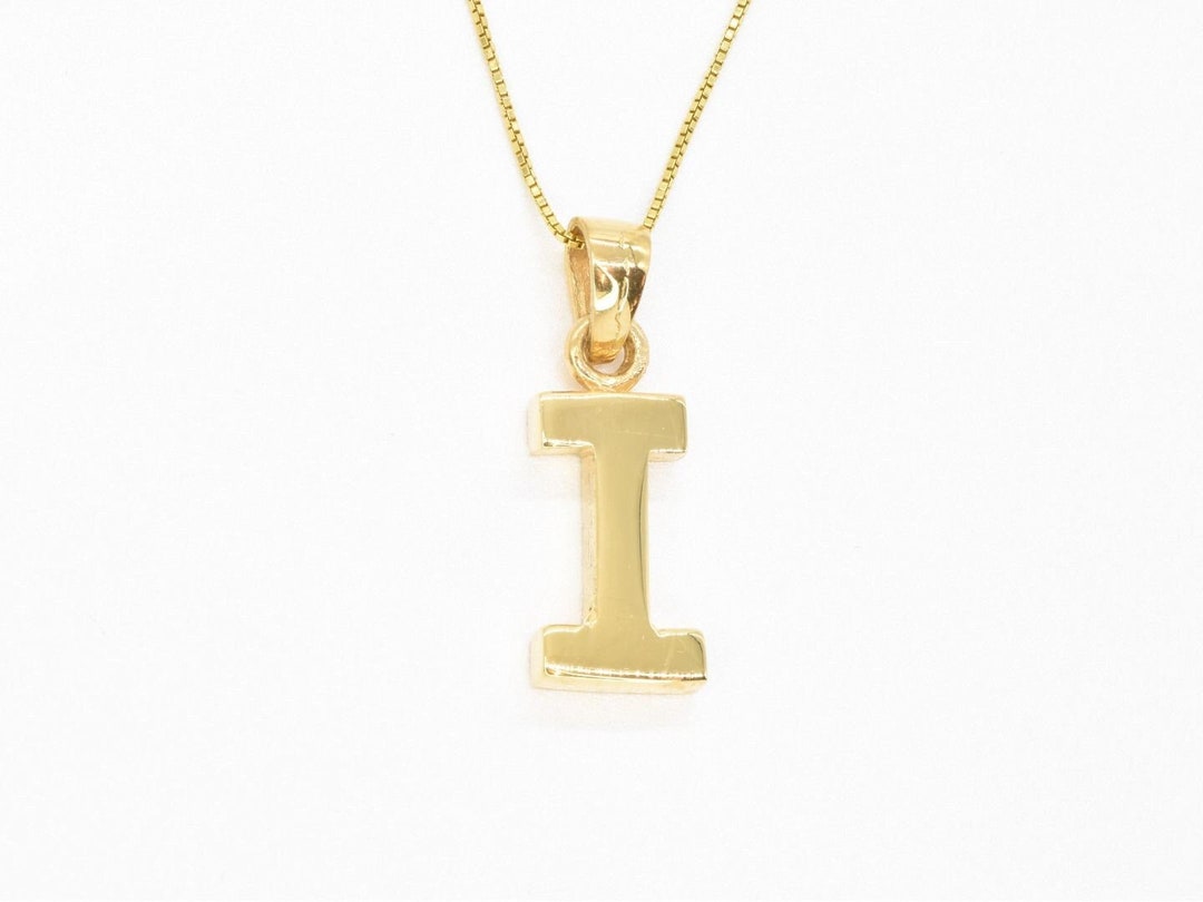 Letter I Gold Pendant, Letter Charm, Initial I Necklace, Alphabet ...