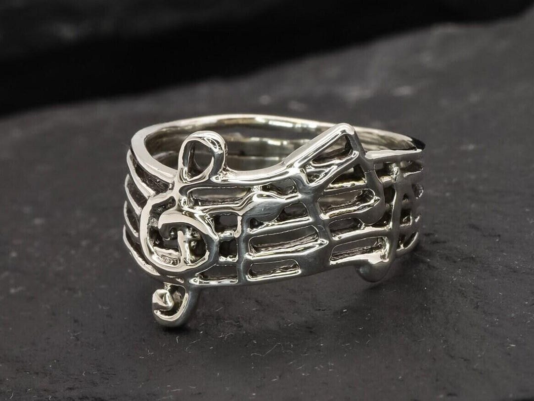 Silver Musical Note Ring, Treble Clef Ring, Music Note Ring, Handmade ...