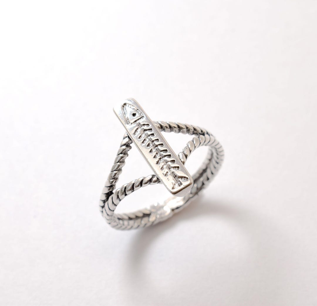 Fishbone Ring: 925 Sterling Silver Animal Boho Statement Ring - Etsy