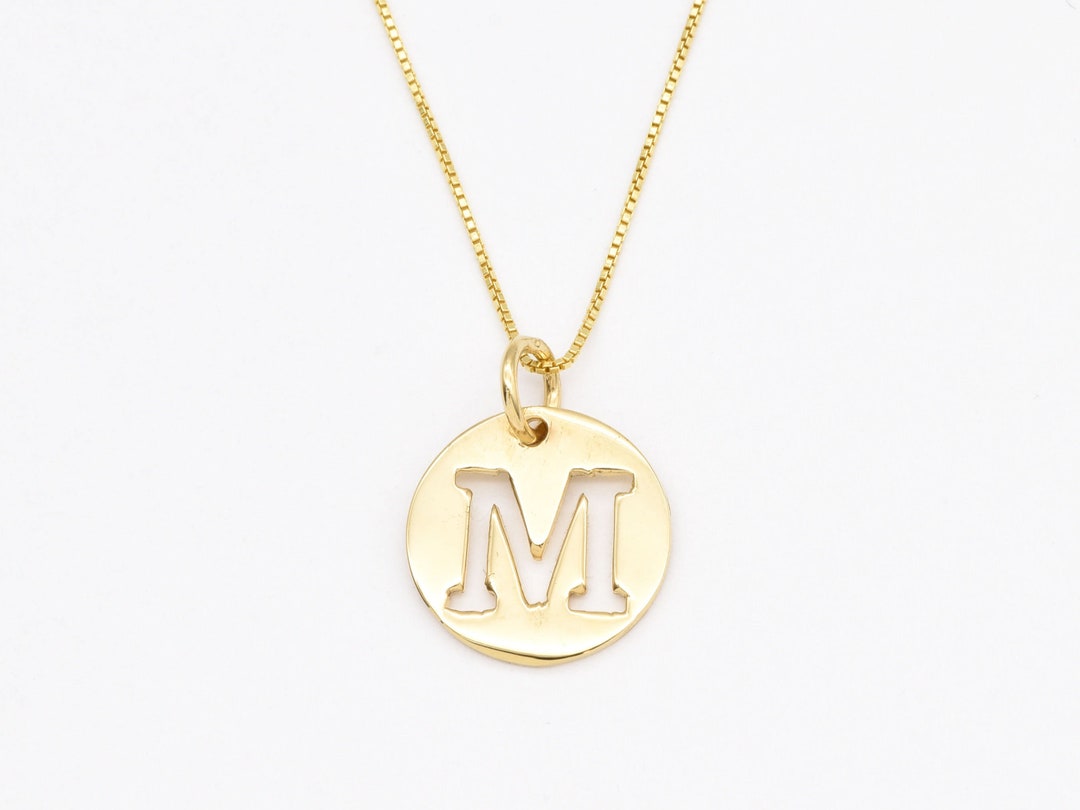 Gold Letter M Pendant, Gold Letter Necklace, Personalized Necklace ...