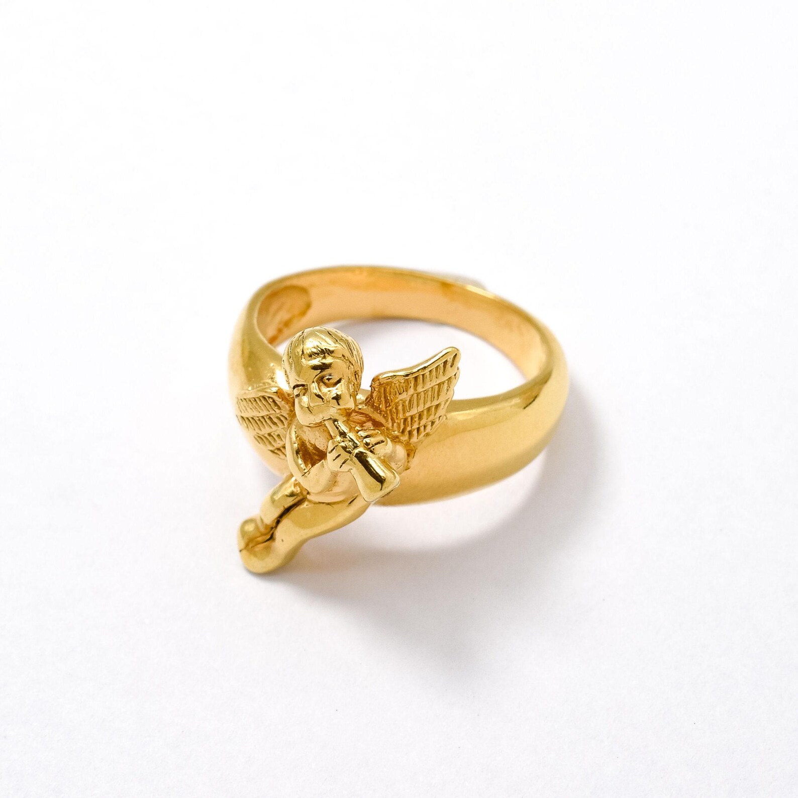 Gold Angel Ring, Angelic Ring, Cupid Ring, Saint Ring, Statement Ring ...