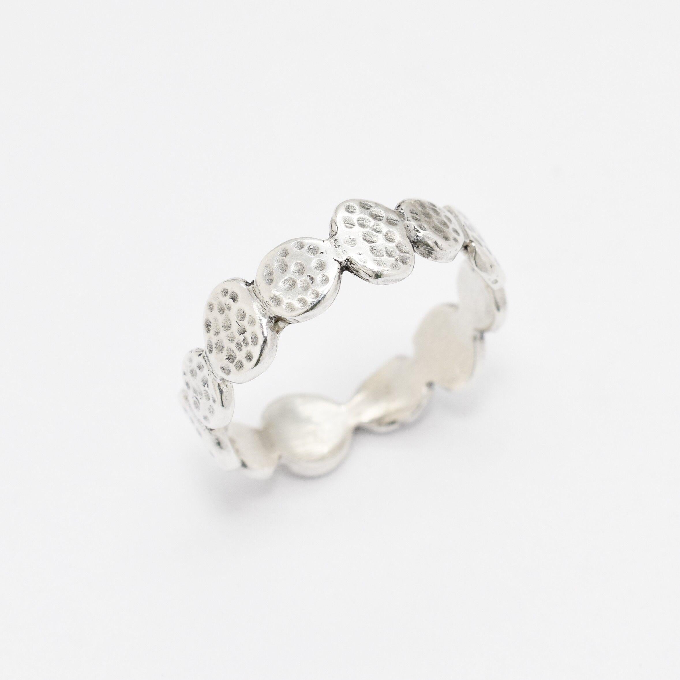 Silver Bubble Ring, Solid Silver Ring, Wide Hammered Ring, Textured ...