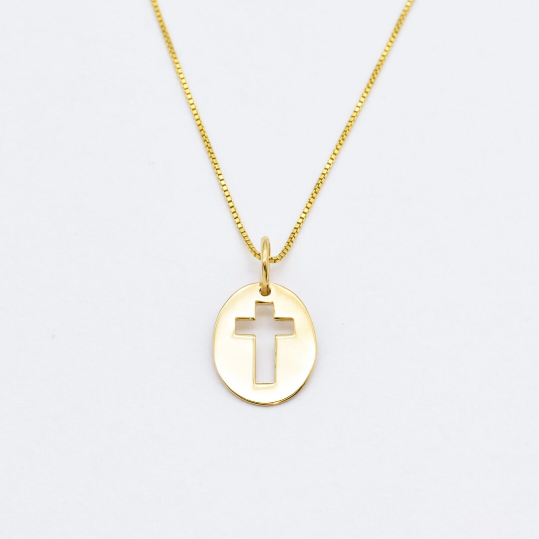 Gold Cross Pendant, Minimalist Cross Necklace, Cutout Cross Pendant ...