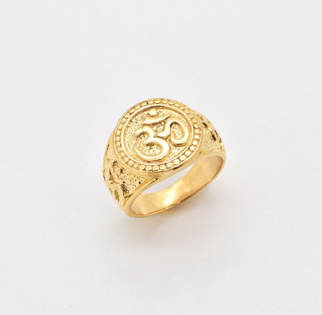 Gold Om Ring, Buddhist Ring, Gold Vermeil Ring, Meditation Ring ...
