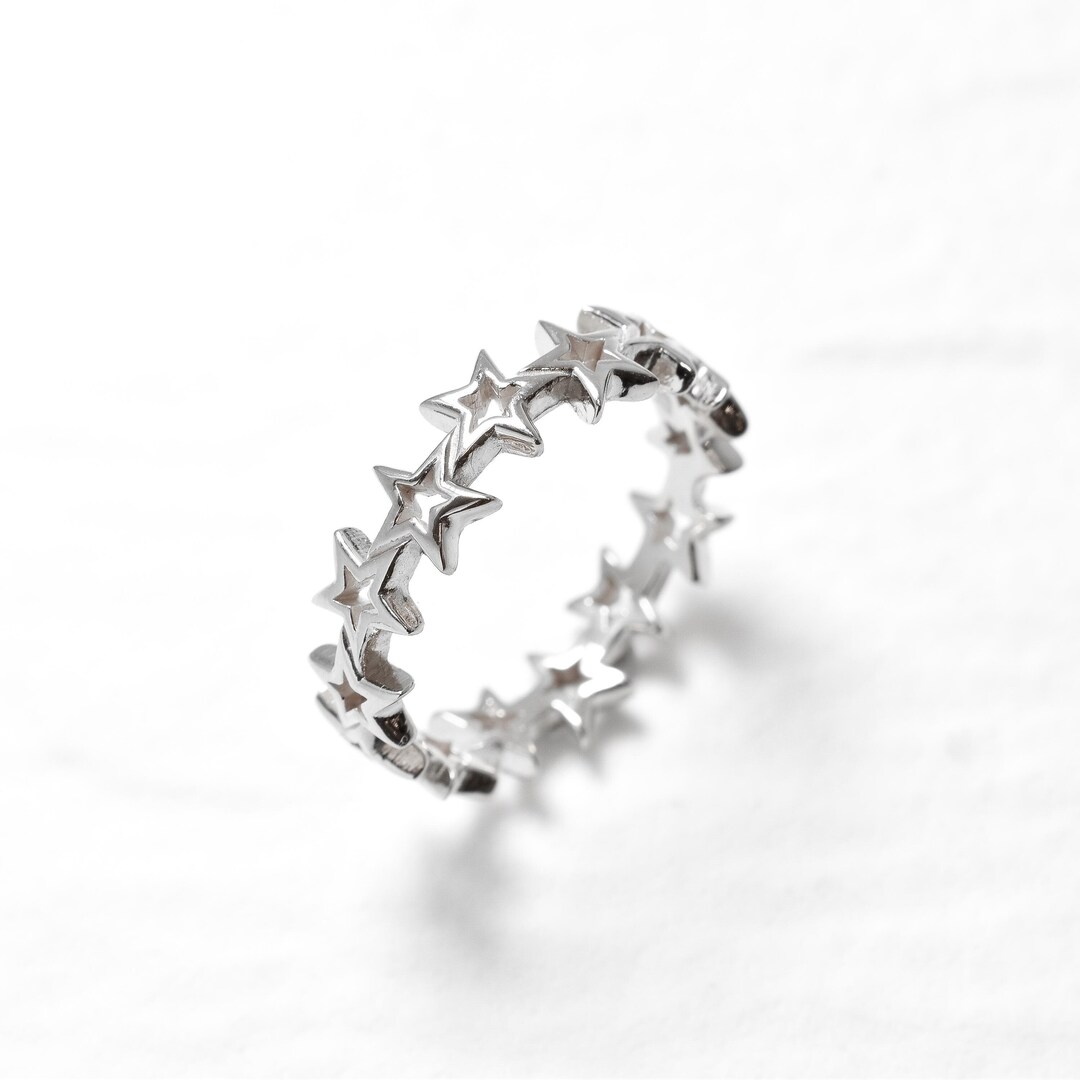 Silver Stars Band, Star Cluster Ring, Lined Stars Ring, Constellation ...