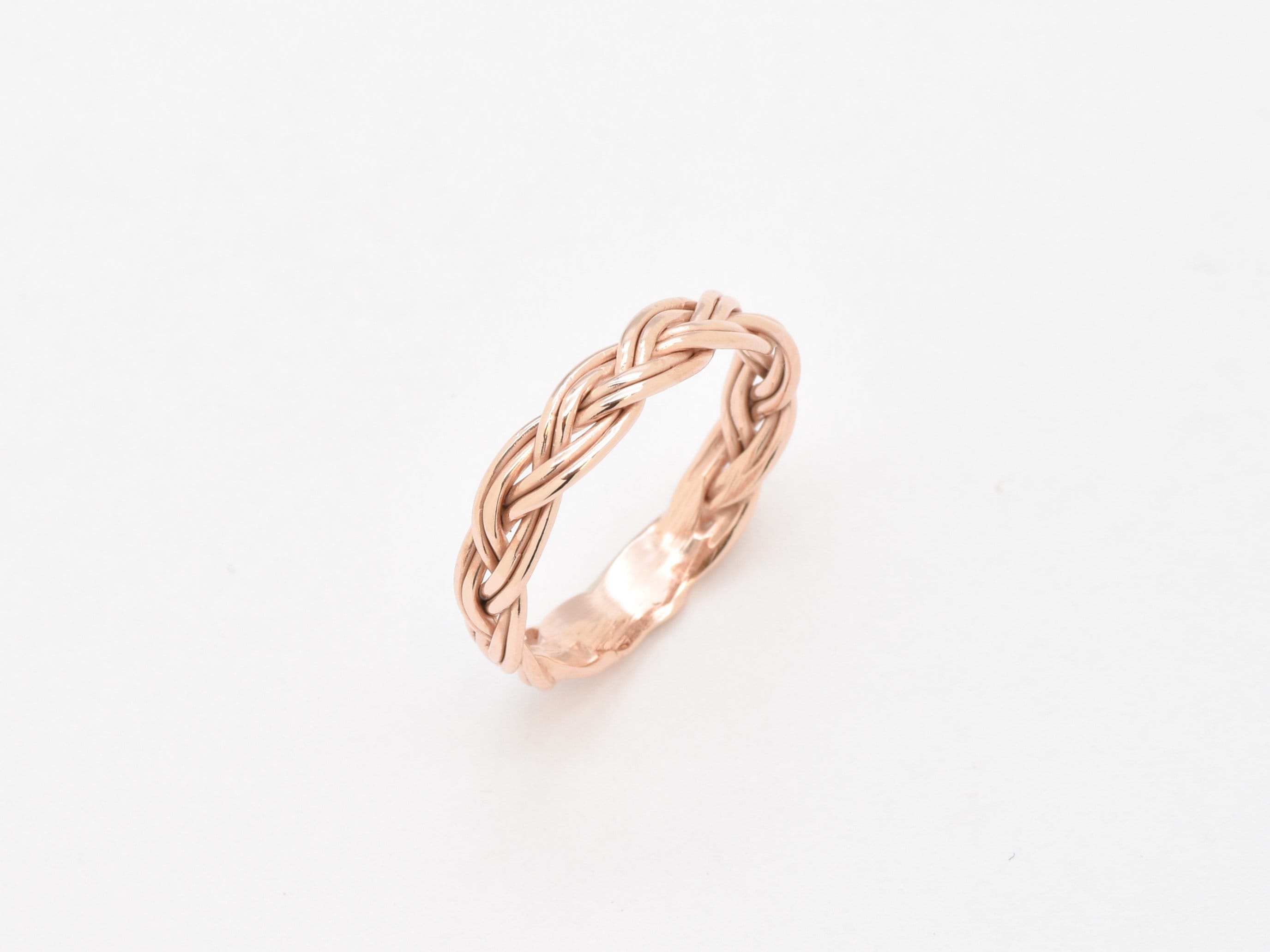 Pink Braided Ring, Rose Gold Band, Woven Braid Ring, Stackable Ring ...