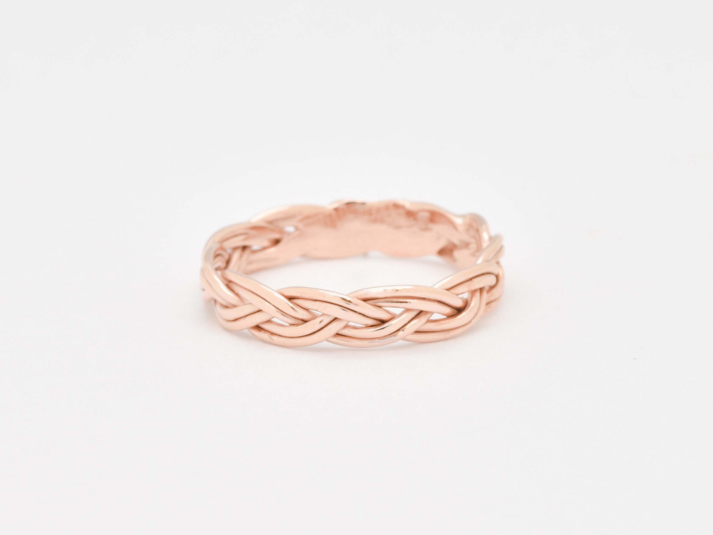 Pink Braided Ring, Rose Gold Band, Woven Braid Ring, Stackable Ring ...