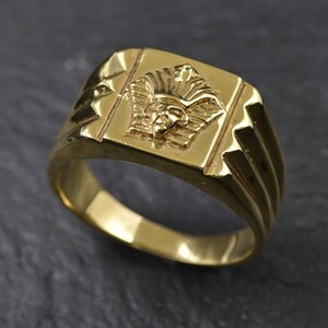Gold Signet Ring, Egyptian Signet Ring, Gold Symbolic Ring, Pharaoh ...