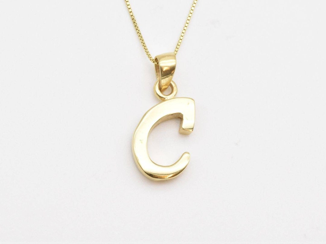 Letter C Gold Pendant, Capital C Pendant, Initial C Necklace, Alphabet ...