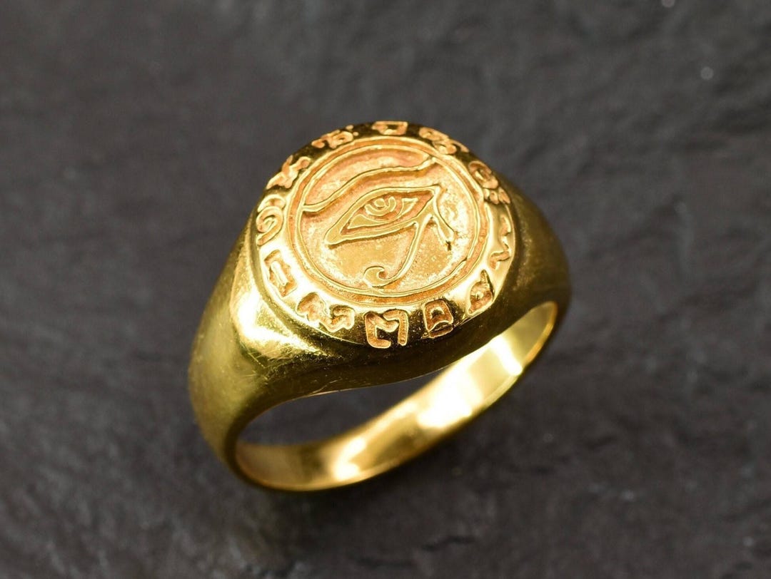 Egyptian Eye Ring, Gold Egyptian Ring, Egyptian Ring, Horus Eye Ring ...