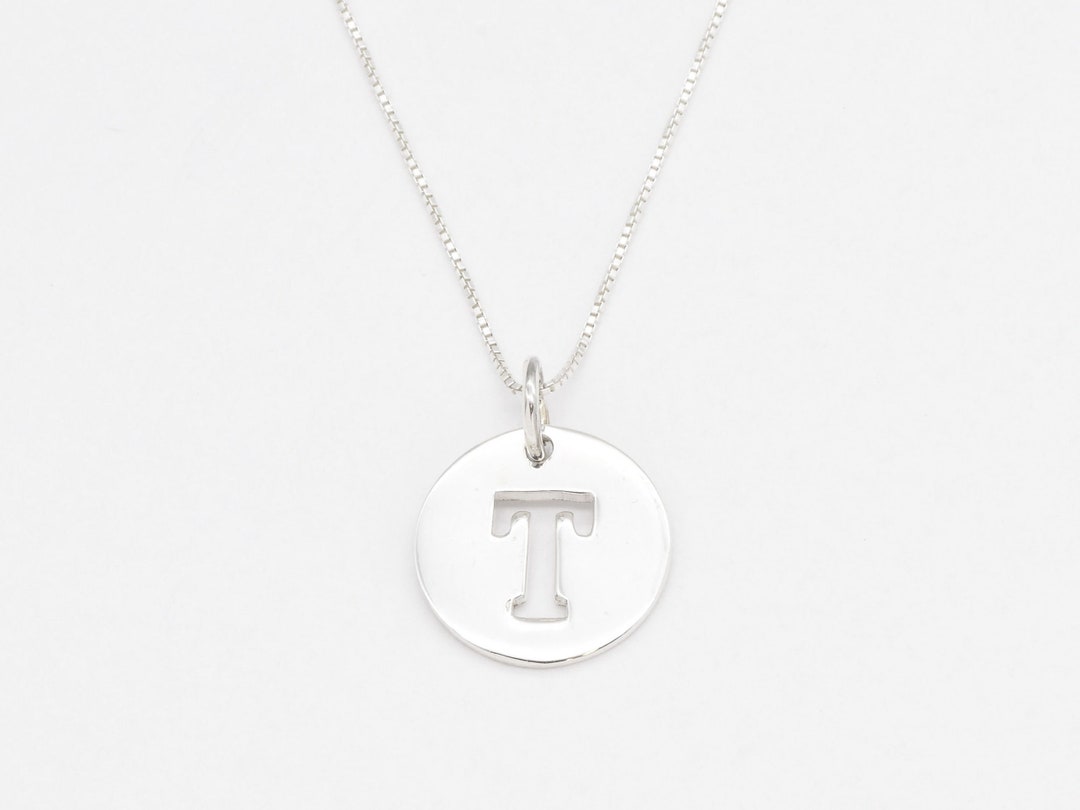 Letter T Pendant, Big T Necklace, Disc Letter Pendant, Alphabet Round ...