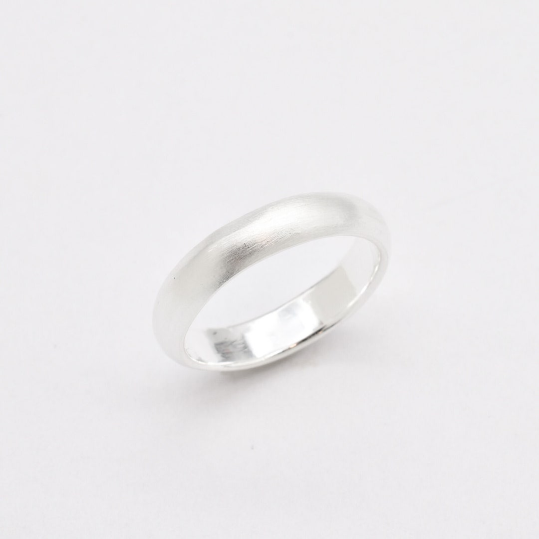 Classic Silver Band, Silver Wedding Ring, Brushed Silver Ring, Unisex Silver Ring, Thick Silver ...