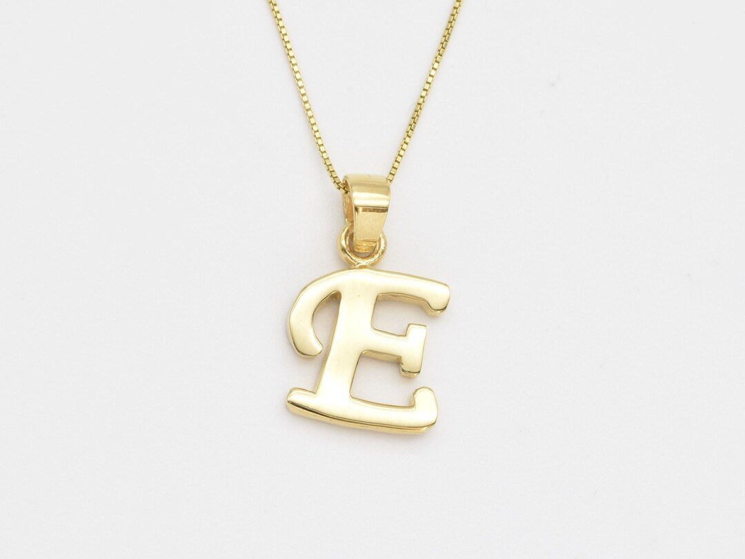 Gold Letter E Pendant, Initial E Necklace, Gold Alphabet Pendant ...