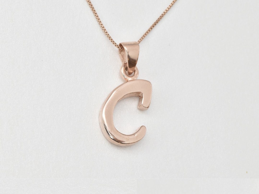 C Rose Gold Pendant, Capital C Pendant, Initial C Necklace, Alphabet ...