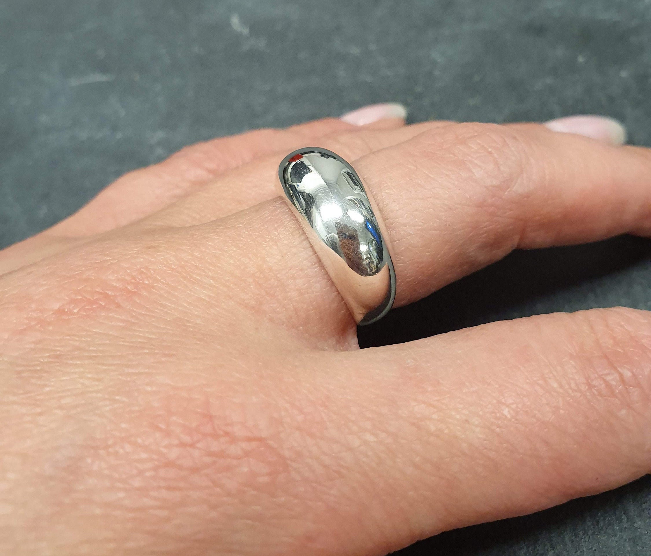 Smooth Silver Ring Convex Ring Solid Silver Ring Bubble - Etsy UK