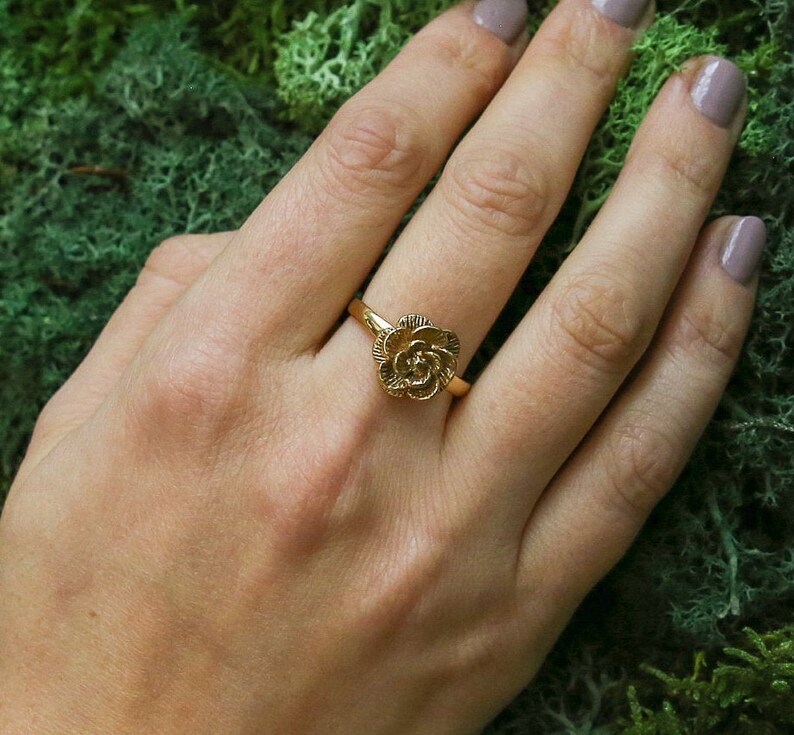 Gold Flower Ring Flower Ring Small Flower Ring Rose Ring - Etsy