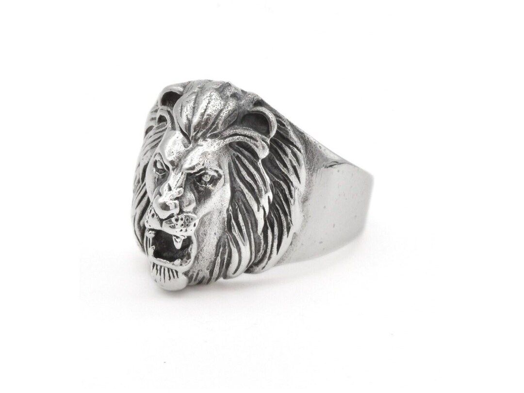 Lion Head Ring, Lion Signet Ring, 925 Sterling Silver, Gothic Ring ...