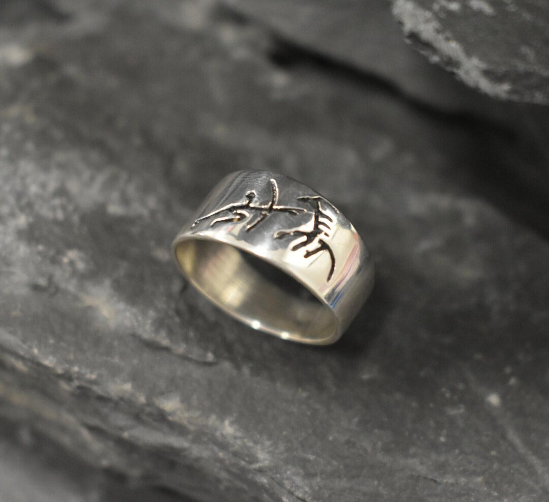 Ancient Hunter Ring, Prehistoric Hunter Ring, Solid Silver Ring, Wide ...