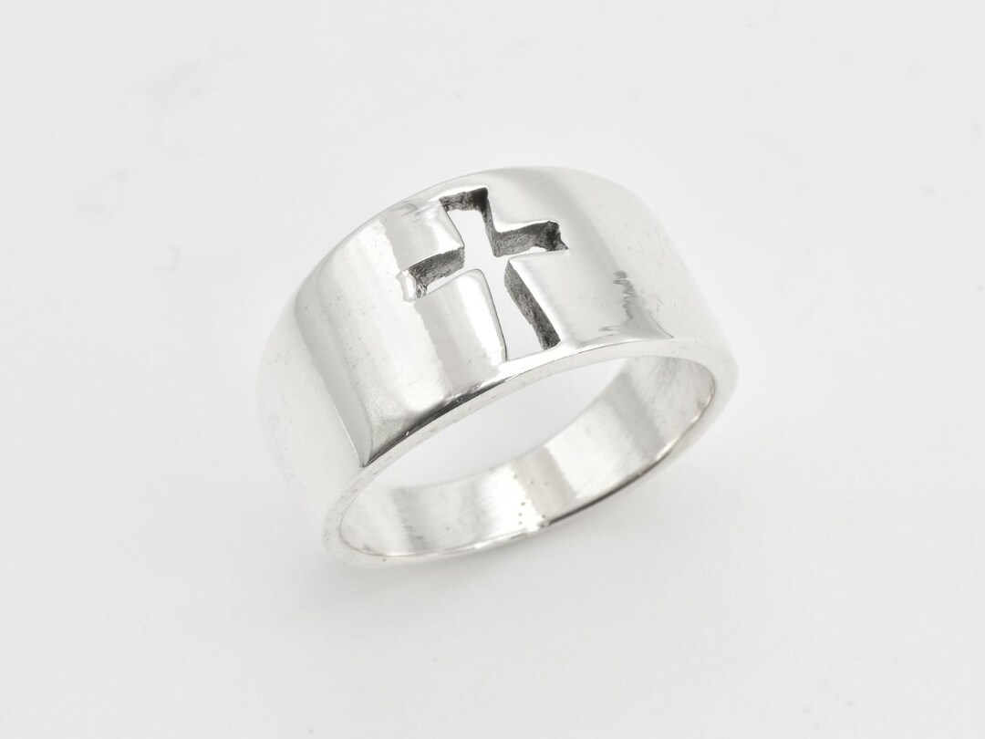 Cross Wide Band Crosslet Ring Cut Out Cross Ring Vintage - Etsy