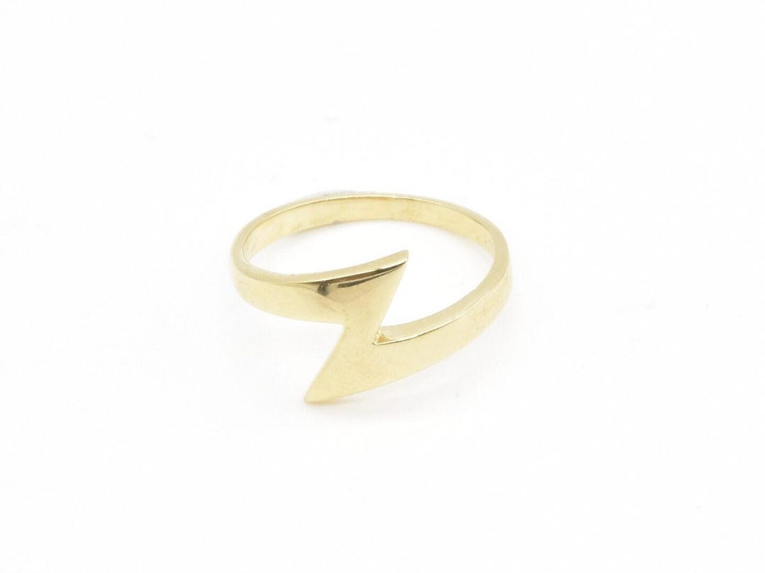 Flash Gold Ring, Lightning Bolt Signet, Thunder Gold Ring, Statement ...