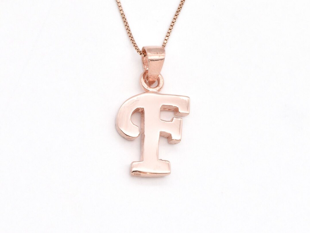 Rose Gold Letter F Pendant, Capital F Pendant, Alphabet Letter Necklace ...