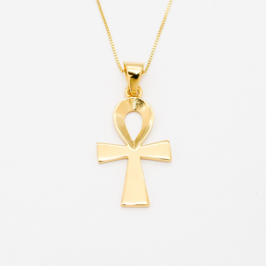 Gold Ankh Pendant, Gold Ankh Chain, Ankh Cross Necklace, Gold Cross ...