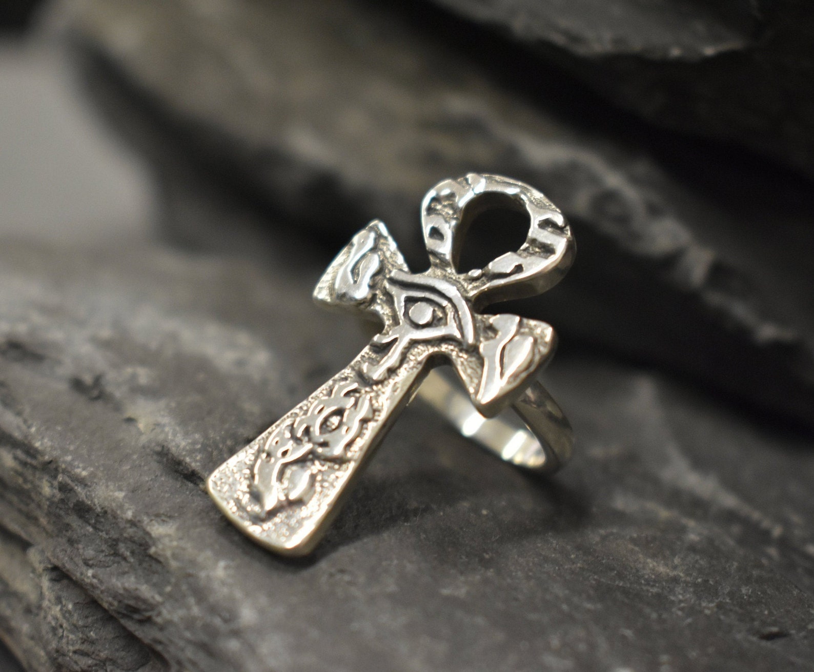 Ankh Ring Silver Ankh Ring Solid Silver Ring Long Ring | Etsy