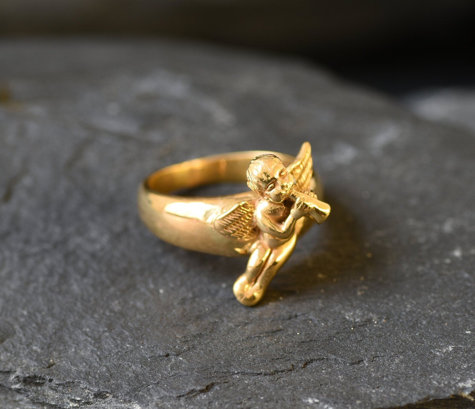 Gold Angel Ring Angelic Ring Cupid Ring Saint Ring | Etsy
