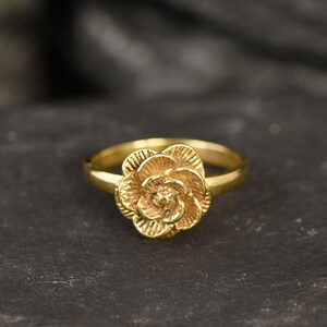 Gold Flower Ring Flower Ring Small Flower Ring Rose Ring | Etsy