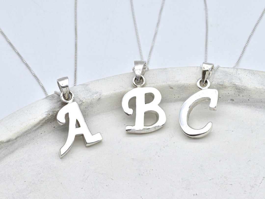 Silver Letter Pendant, Silver Initial Pendant, Letter Pendant, Initial ...