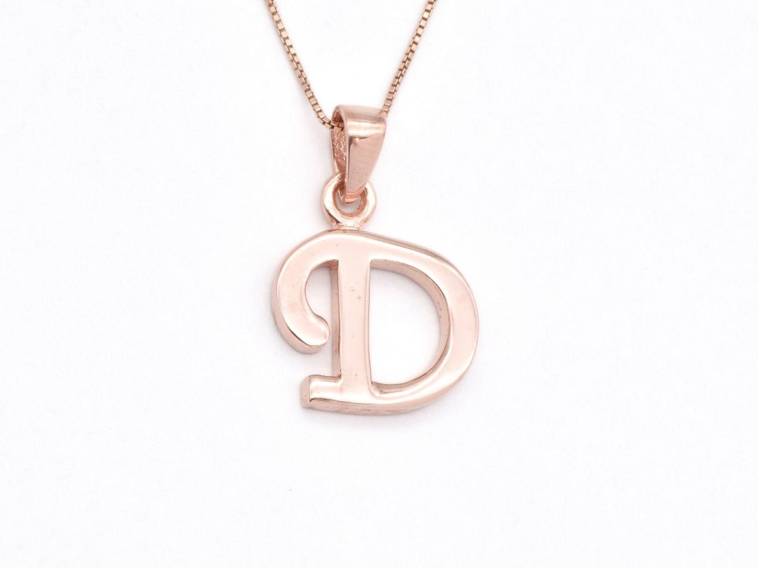 Letter D Rose Gold Pendant, Capital D Pendant, Initial D Necklace ...
