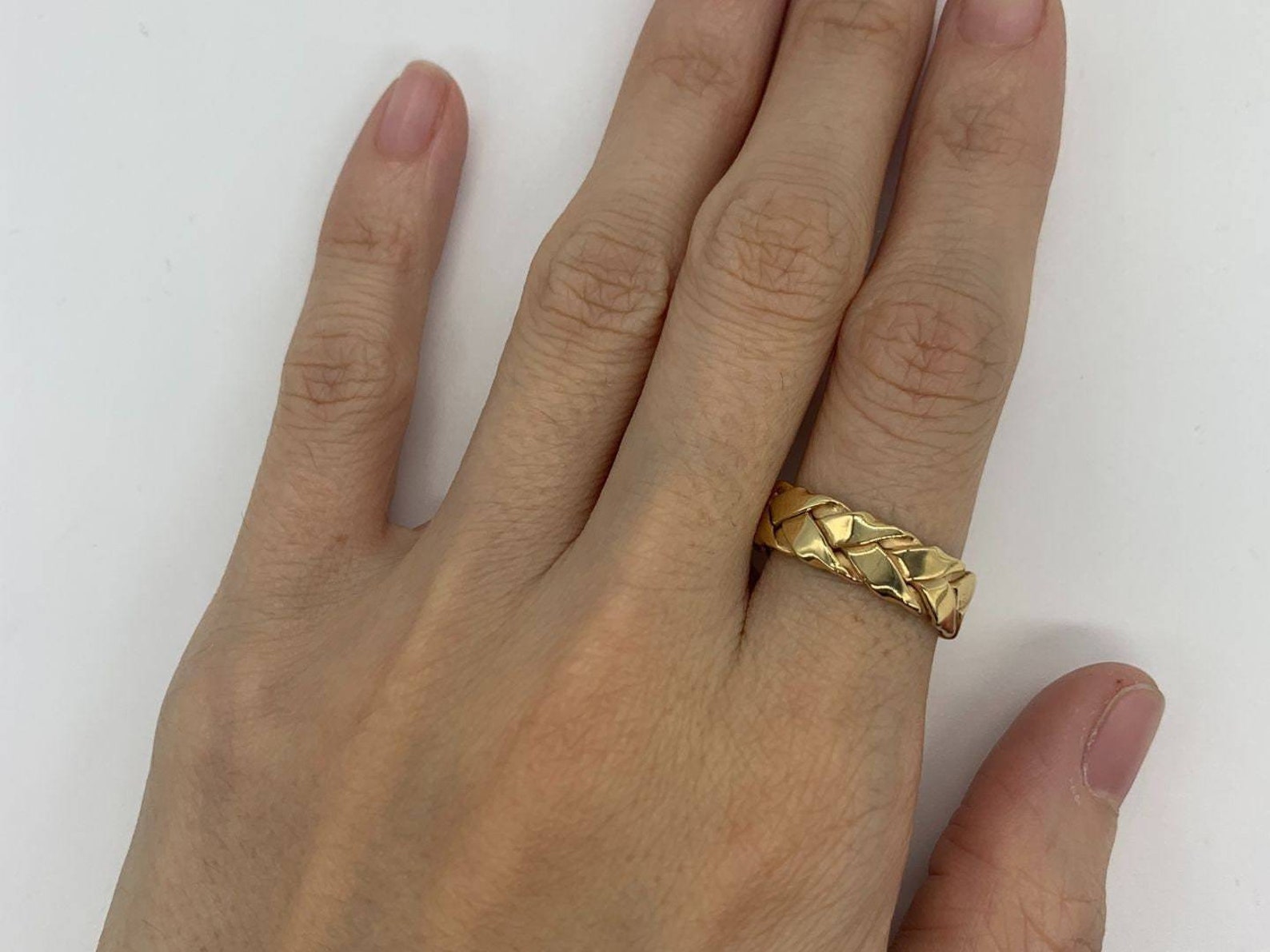 Gold Braided Band, Vintage Band, Chain Ring, Unisex Band, Celtic Band ...