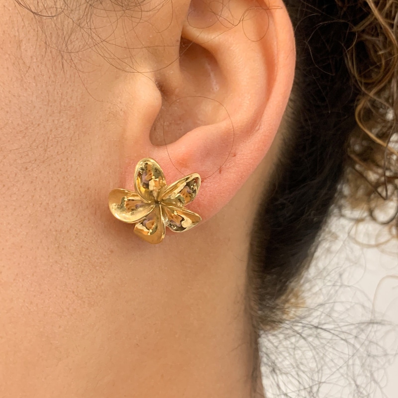 Large Gold Flower Earring - Etsy