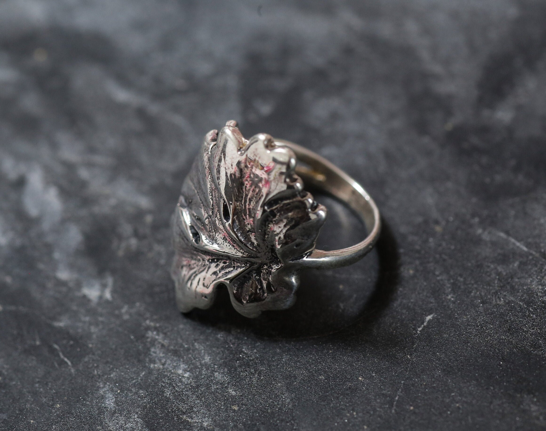 Silver Leaf Ring Solid Silver Ring Statement Ring Maple | Etsy