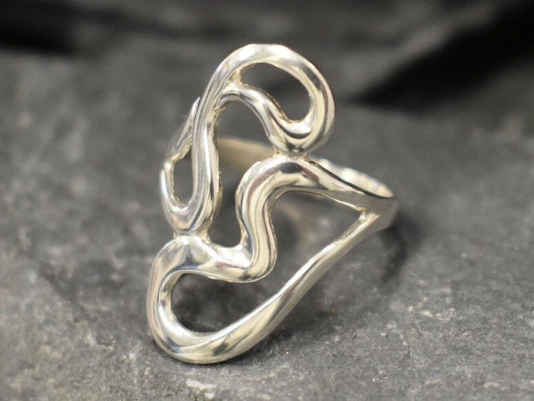 Tangled Ring, Abstract Ring, Long Artistic Ring, Solid Silver Ring ...