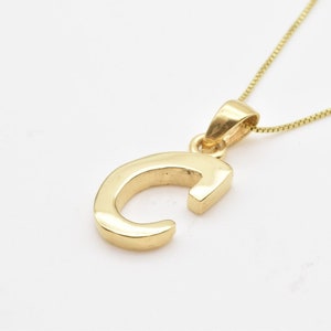 Letter C Gold Pendant, Capital C Pendant, Initial C Necklace, Alphabet ...