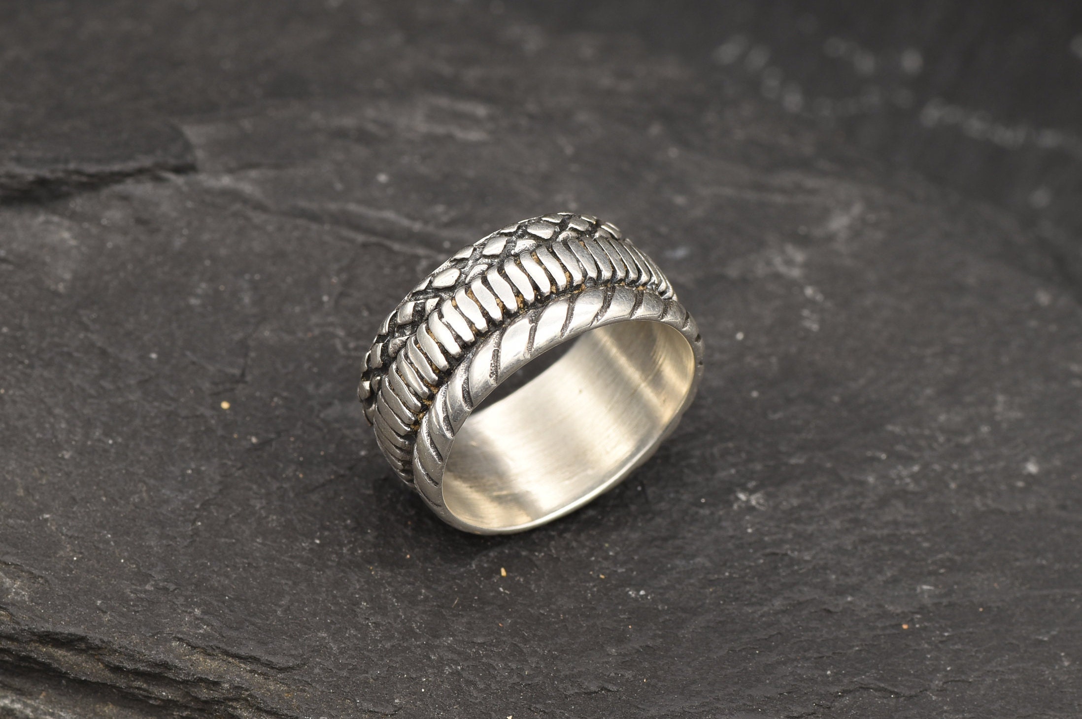 Wide Silver Band Triple Band Ring Solid Silver Ring Boho | Etsy