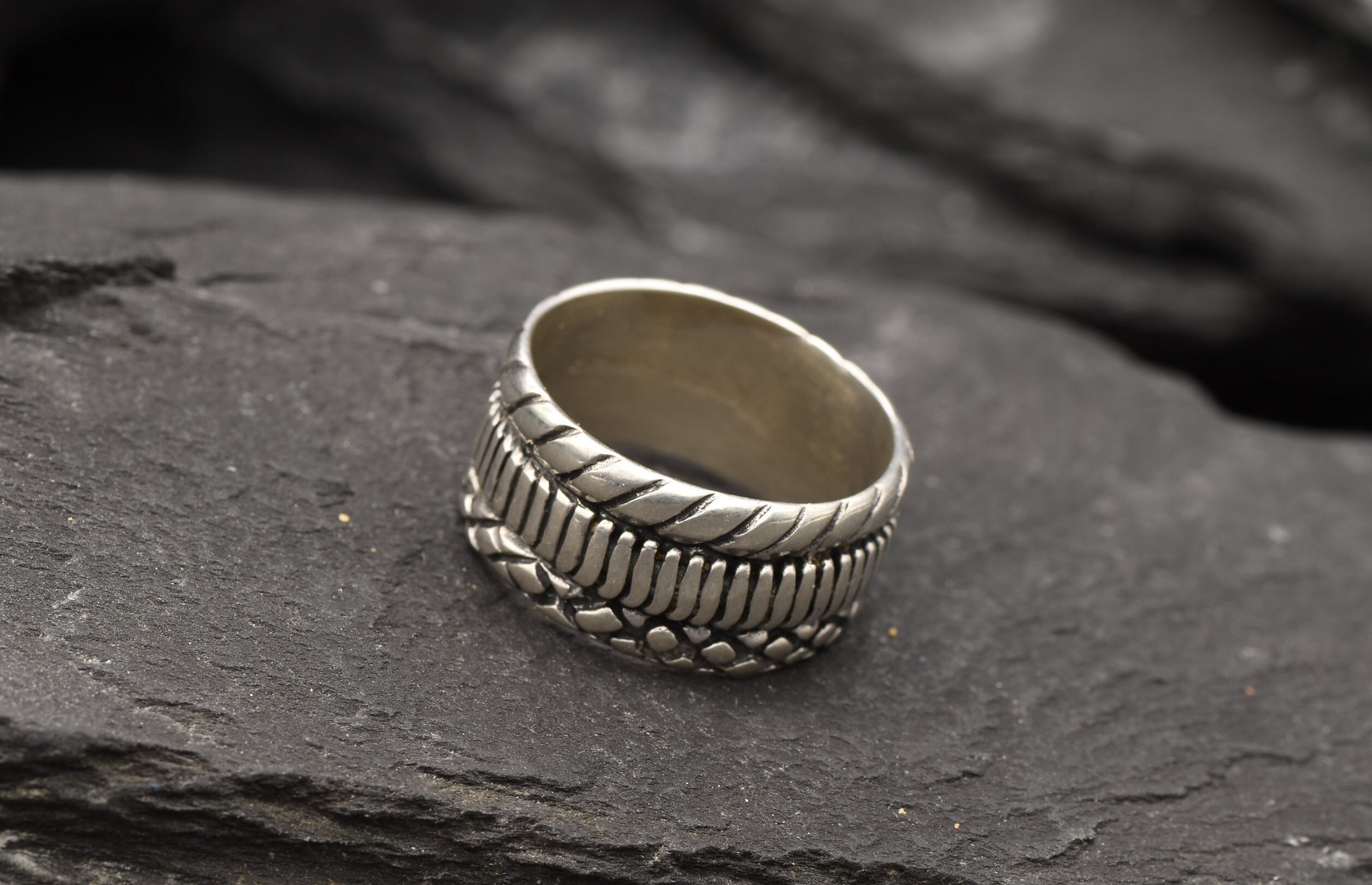 Wide Silver Band Triple Band Ring Solid Silver Ring Boho | Etsy