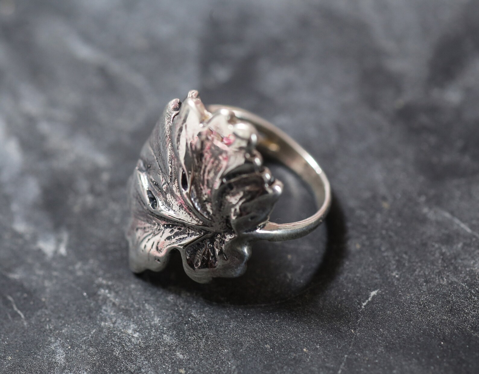 Silver Leaf Ring Solid Silver Ring Statement Ring Maple | Etsy