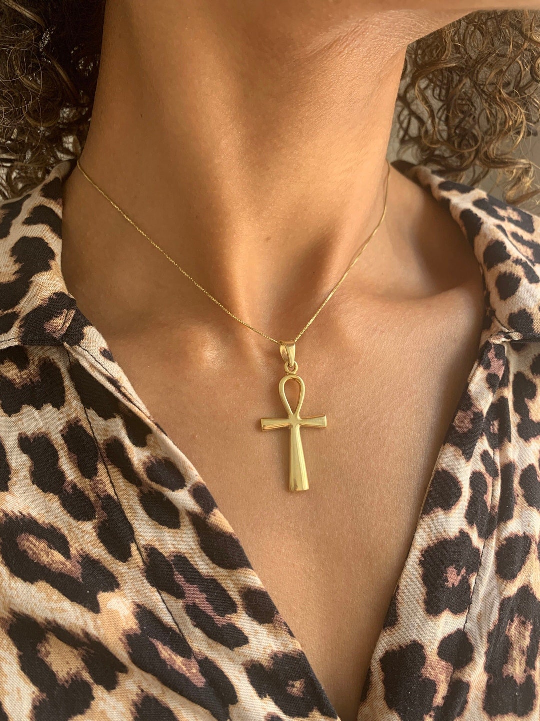 Cross of Life Pendant, Gold Cross Pendant, Minimalist Cross Necklace ...