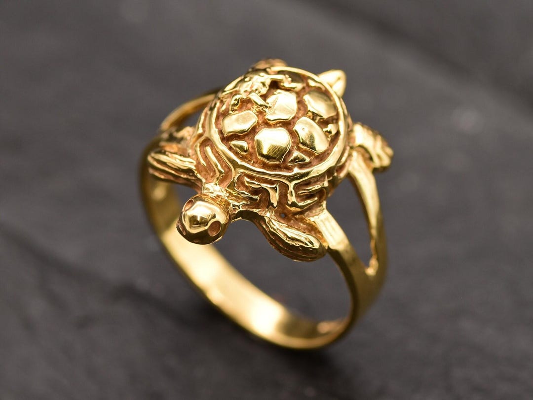 Turtle Ring, Large Turtle Ring, Turtle Lover Ring, Gold Turtle Ring ...
