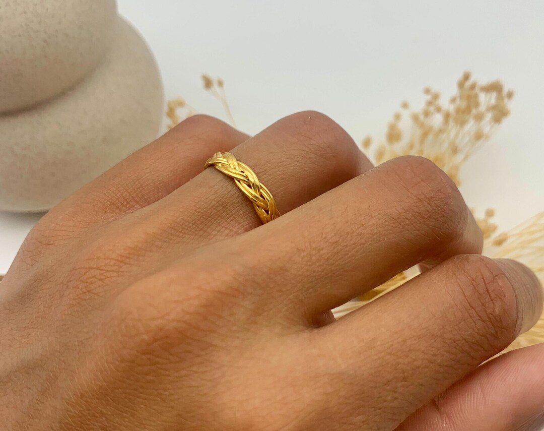 Gold Braided Ring, Stacking Ring, Gold Vermeil Ring, Plait Ring, Braid ...